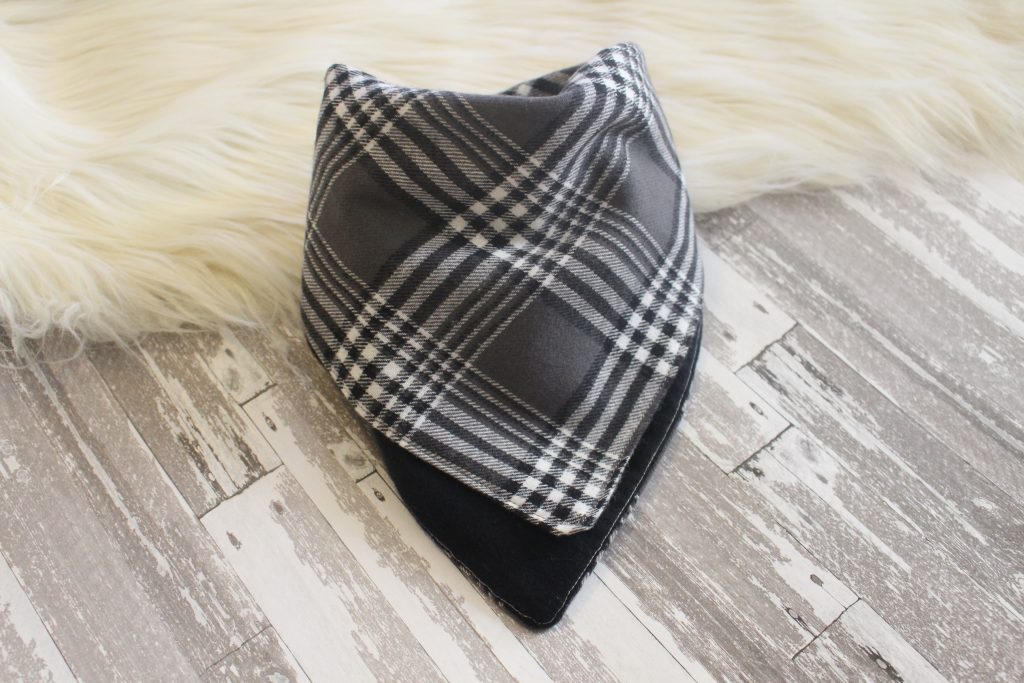 Grey Plaid Reversible Bandana Bib - Harper + Hudson